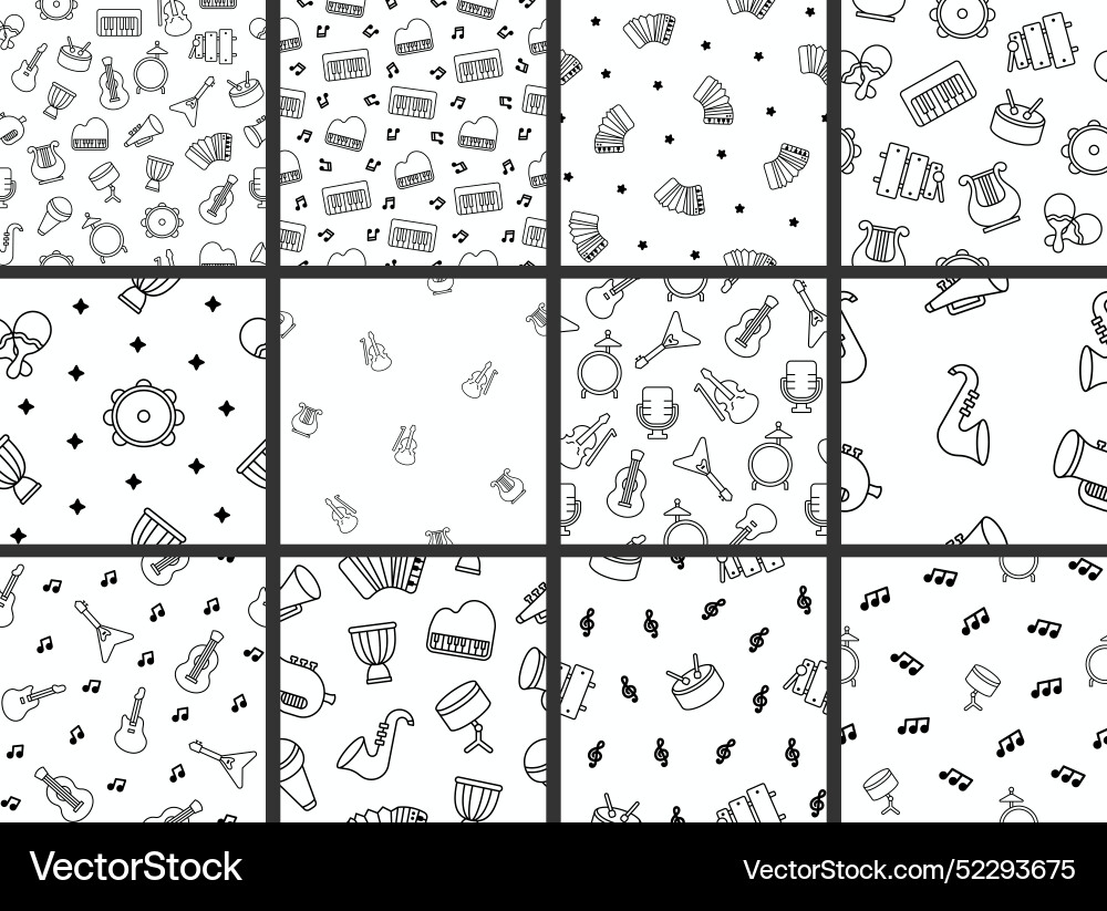 Musical instruments seamless pattern coloring Vector Image