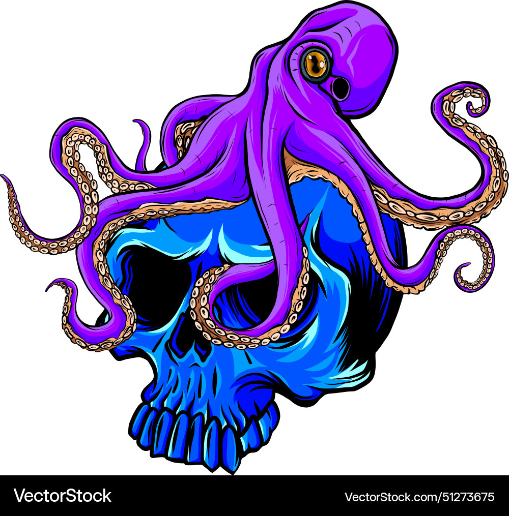 Octopus in human skull color Royalty Free Vector Image