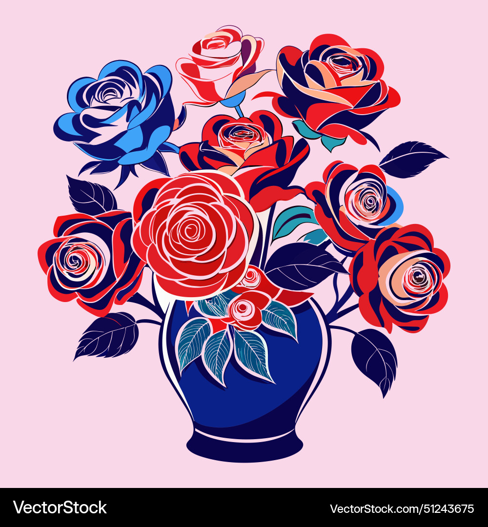 Roses-on-the-vase Royalty Free Vector Image - VectorStock