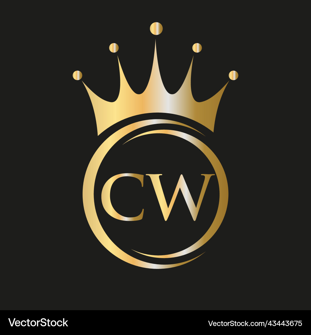 Royal Crown Logo - CW Letter Royalty Free Vector Image
