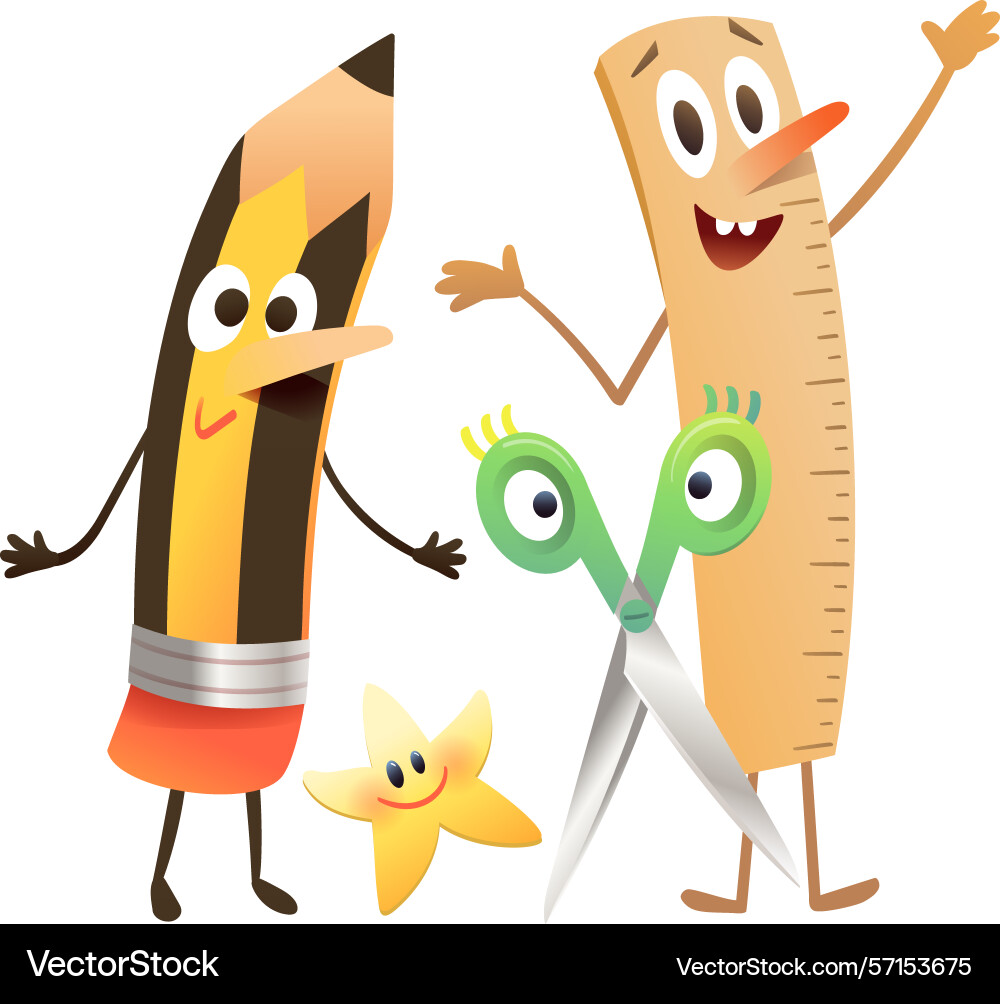 Students ruler pencil and scissors back to school Vector Image