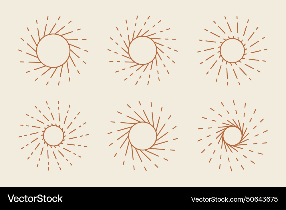 Sun rays decorative frames sunburst design Vector Image