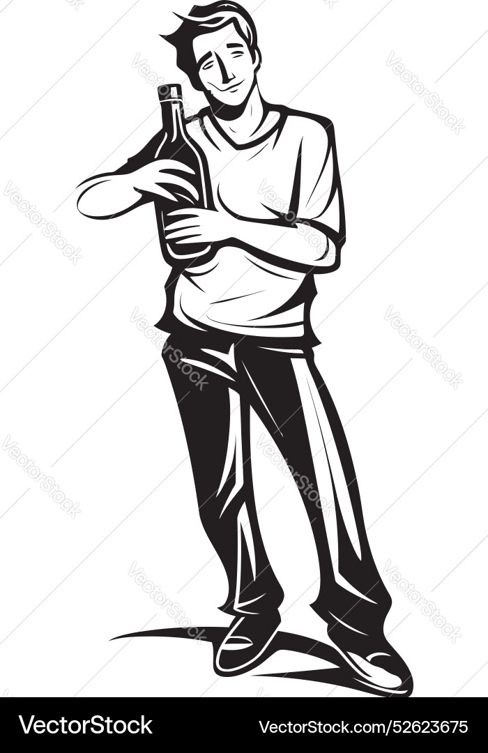 Tipsy tenderness drunken man design holding Vector Image