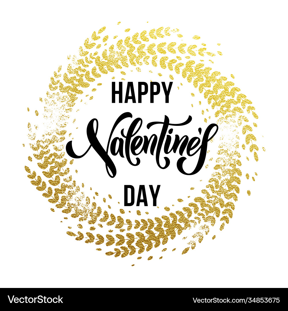 Valentine day gold love heart glitter greeting Vector Image