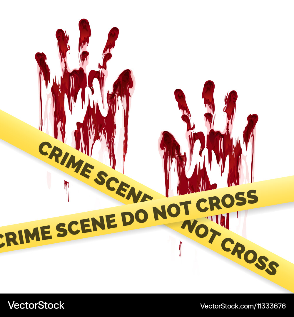 Crime Scene with Bloody Handprints Royalty Free Vector Image