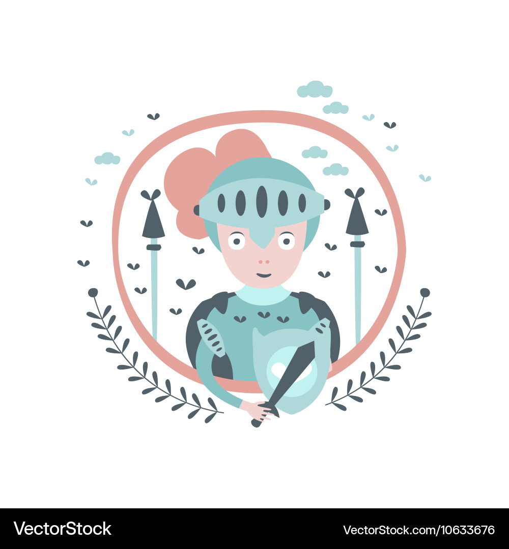 Cute Knight Fairy Sticker Royalty Free Vector Image