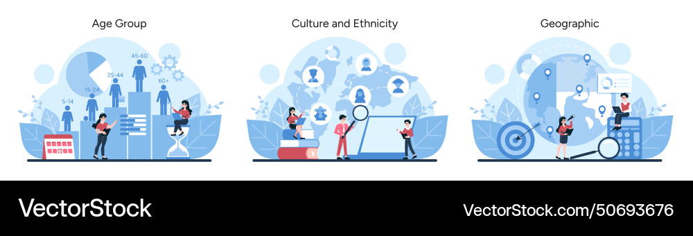 Explores targeting based on age culture Royalty Free Vector