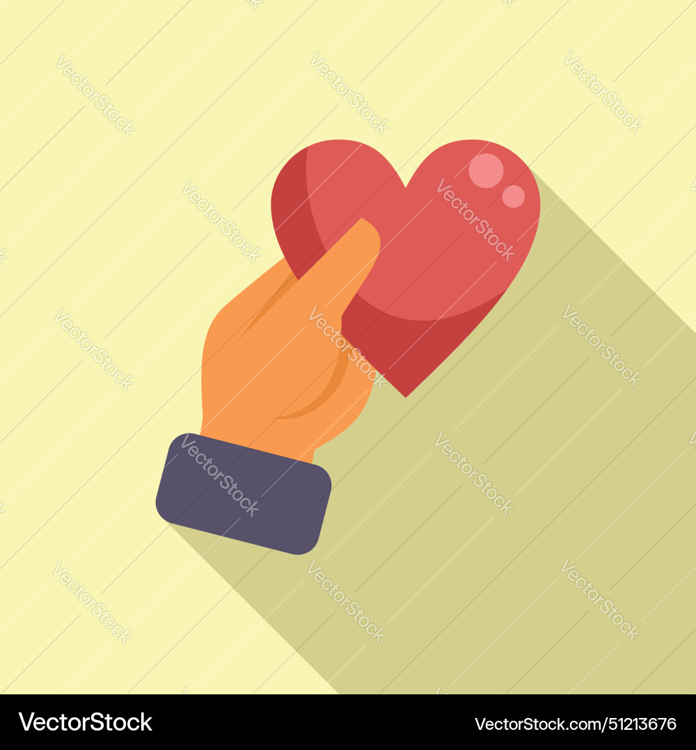Hand give heart icon flat help love Royalty Free Vector