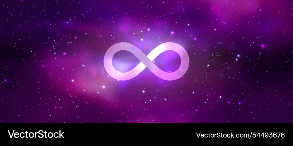 Infinity symbol on space background mystical Vector Image