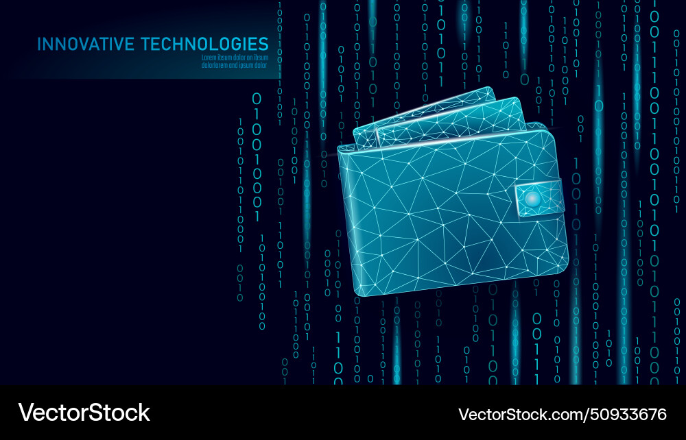 Low poly online technology wallet future e Vector Image