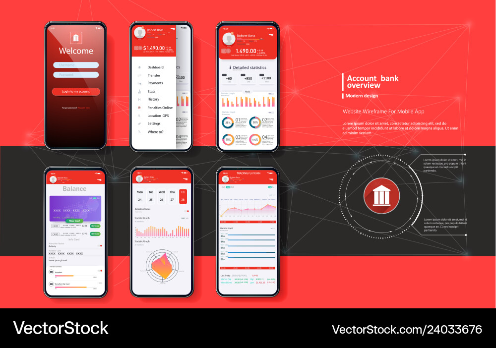 Mobile banking template for app Royalty Free Vector Image