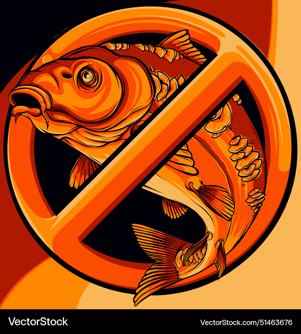 No fish forbidden sign symbol on white Royalty Free Vector
