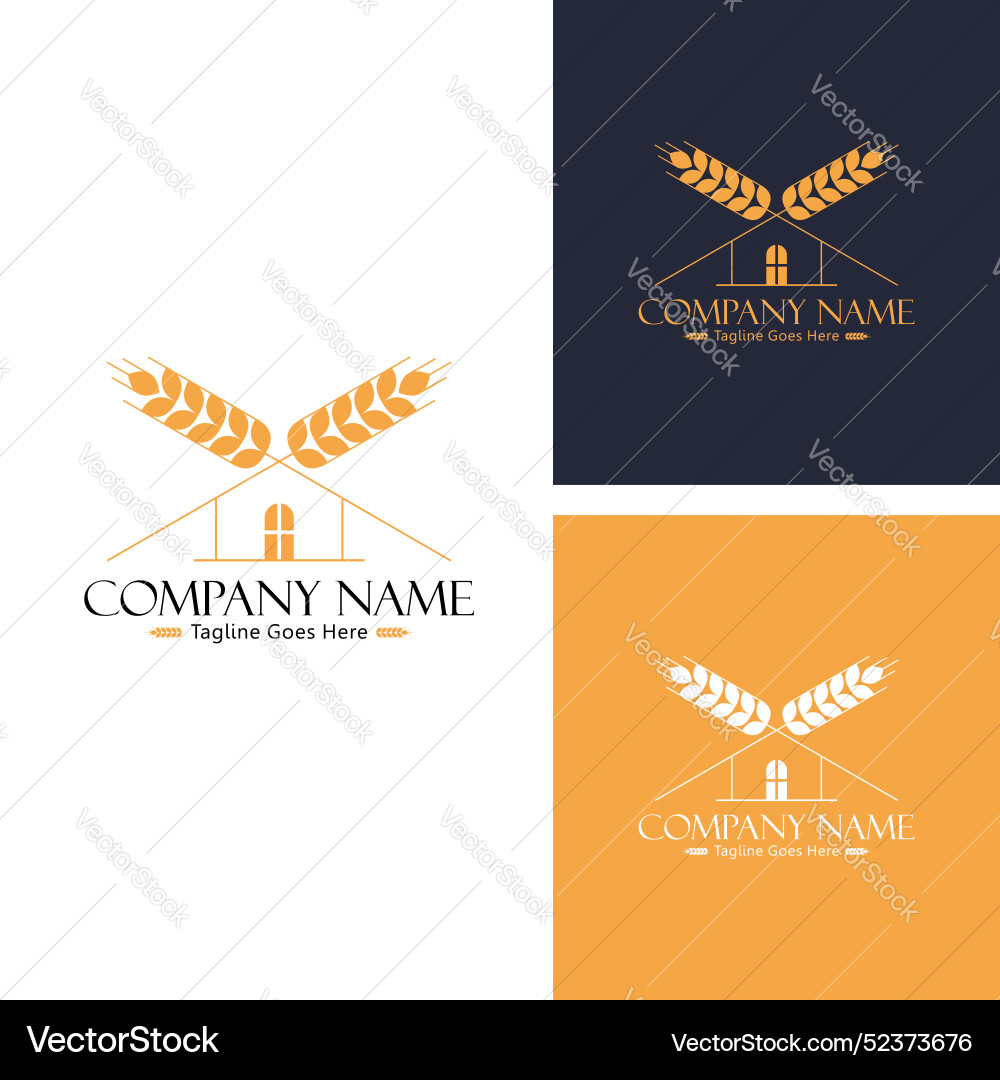Wheat field organic harvest nature logo Royalty Free Vector
