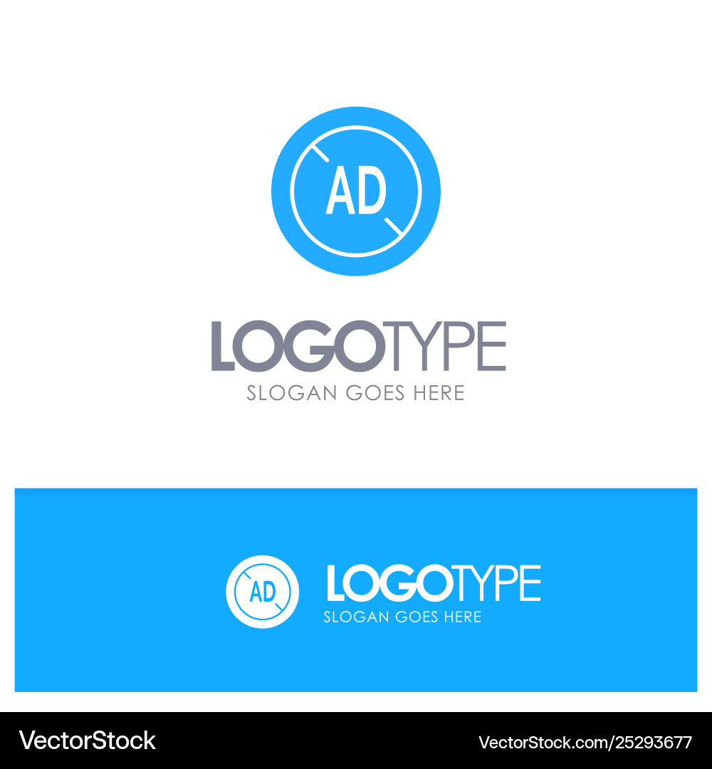 Ad blocker digital blue solid logo Royalty Free Vector Image