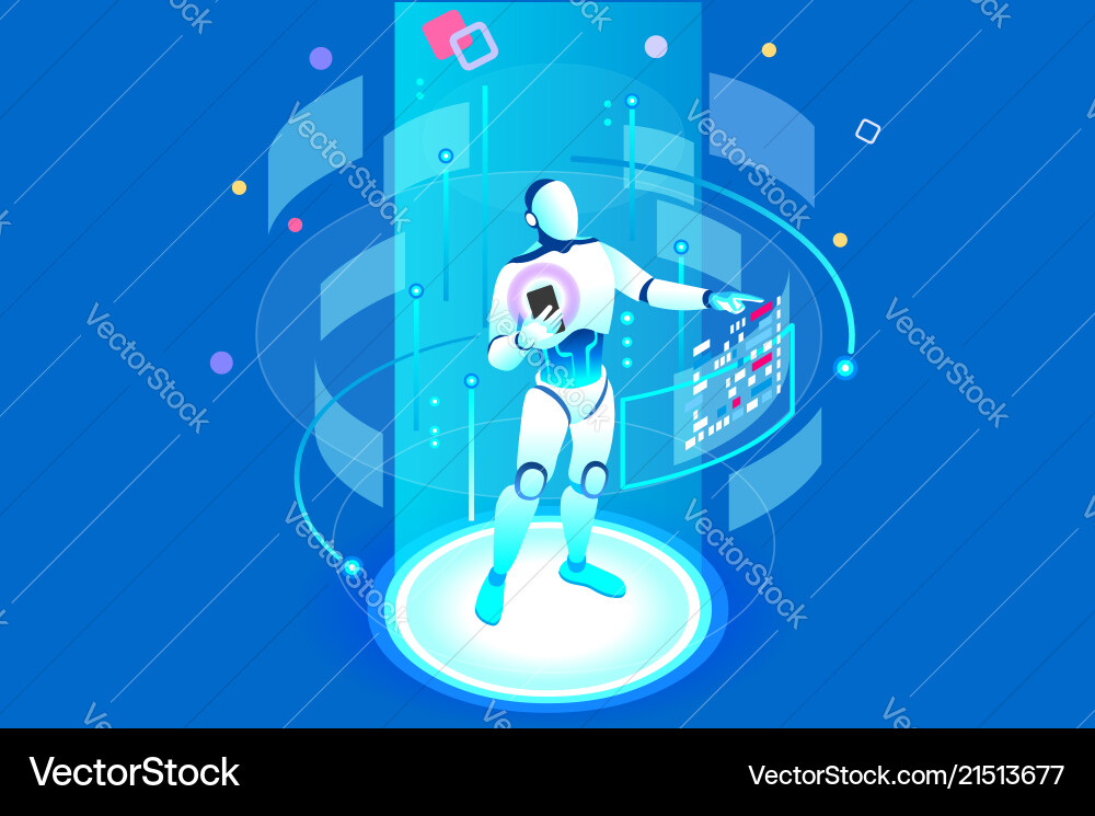 AI Robot Isometric Concept Royalty Free Vector Image