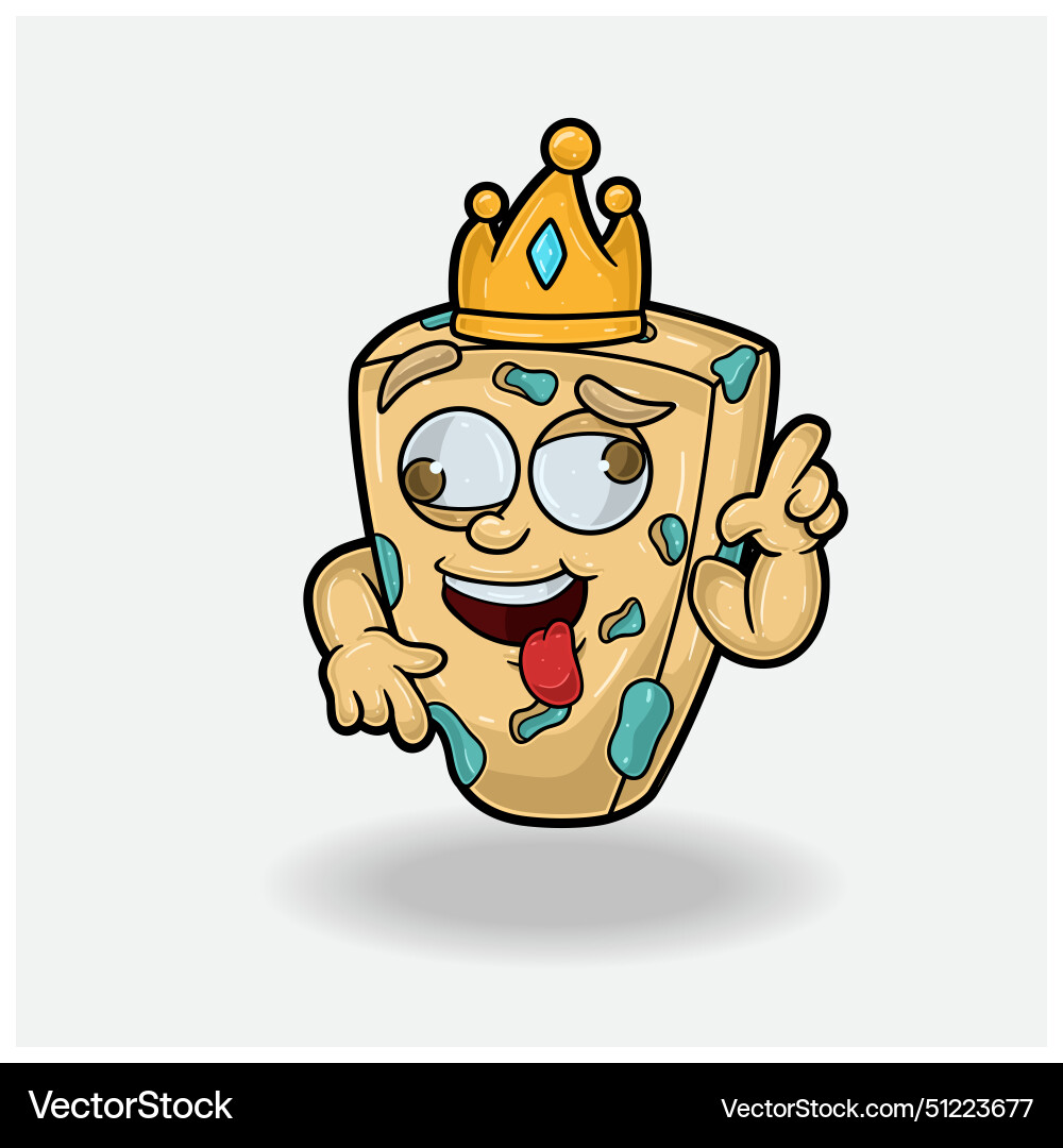 Blue cheese with crazy expression mascot cartoon Vector Image