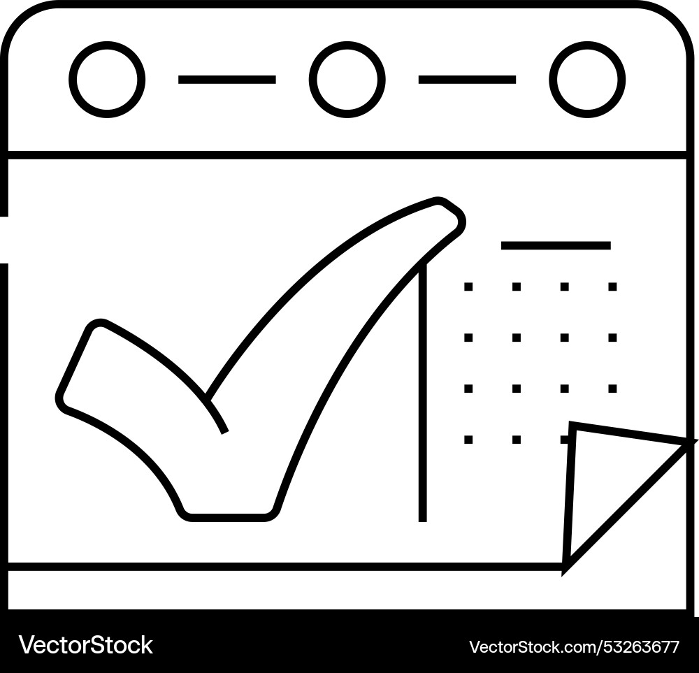 Calendar check mark line icon Royalty Free Vector Image