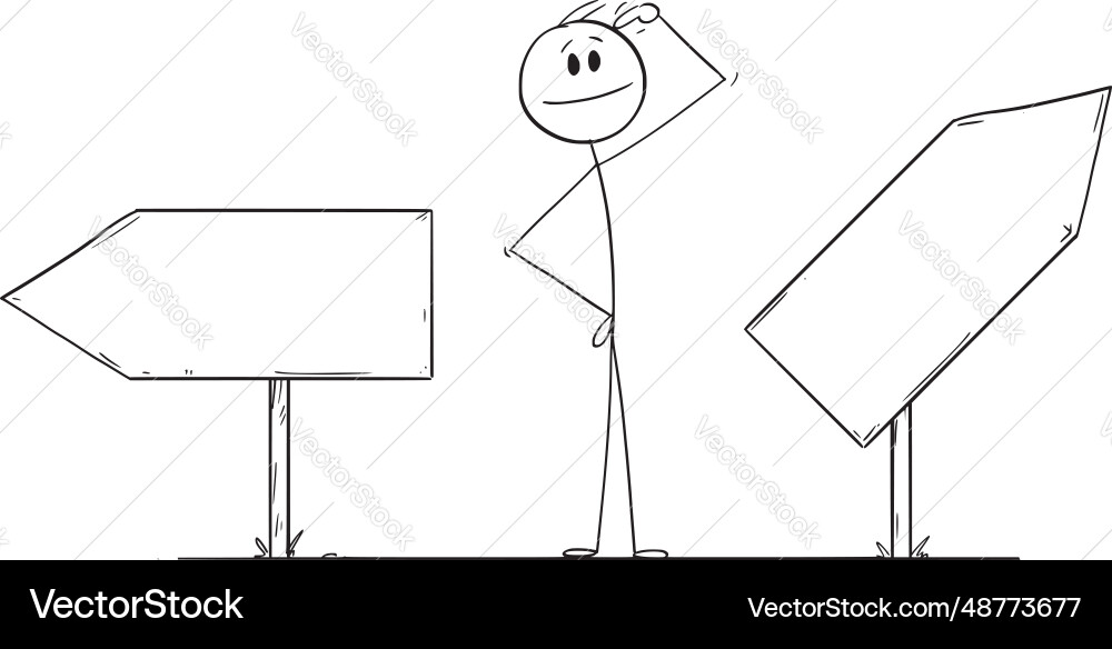Choose your direction cartoon stick figure Vector Image