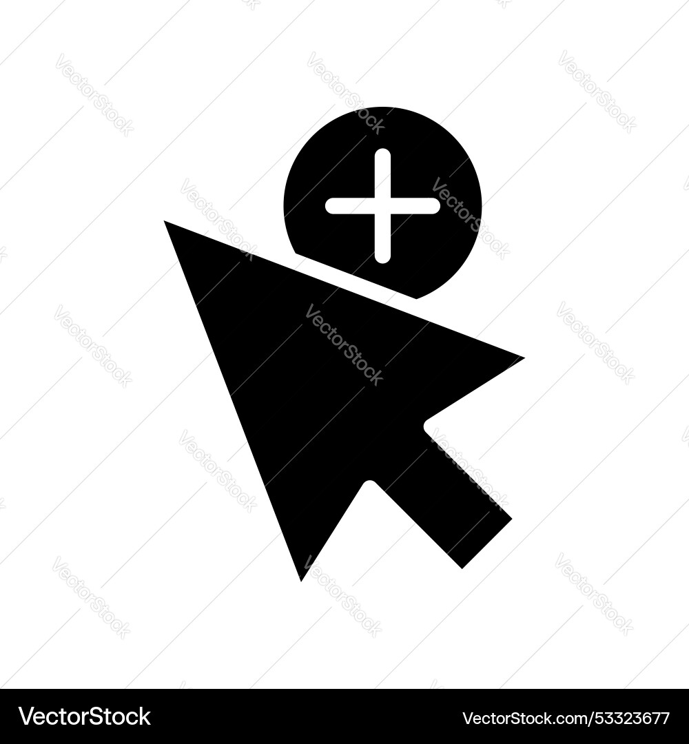 Cursor plus icon isolated on white background Vector Image