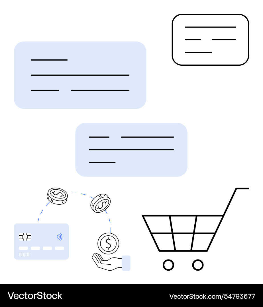 E-commerce transaction process with shopping cart Vector Image