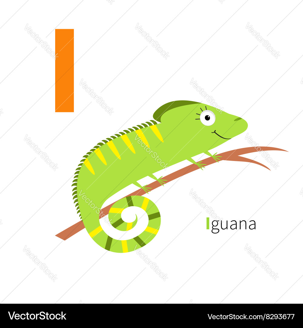 Letter I Iguana - Educational Alphabet Royalty Free Vector