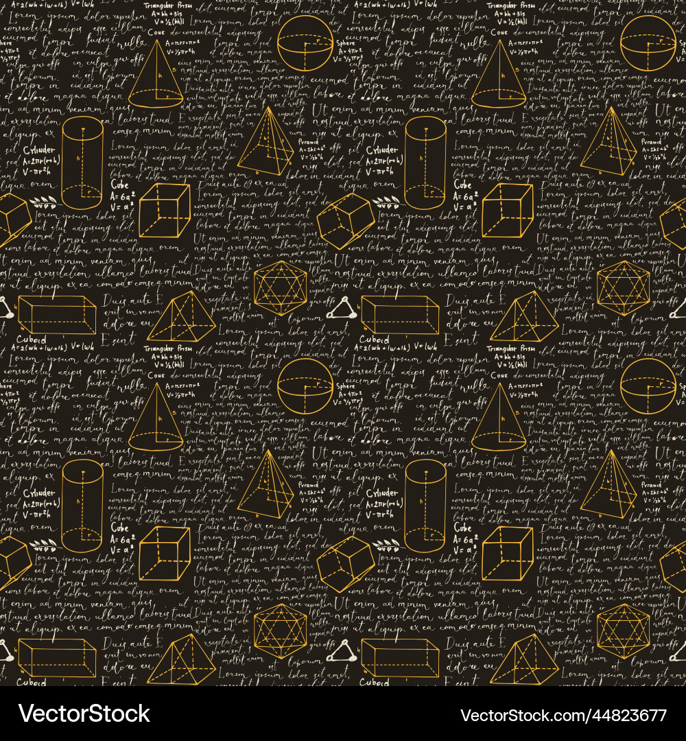 Math seamless pattern with formulas and sketches Vector Image
