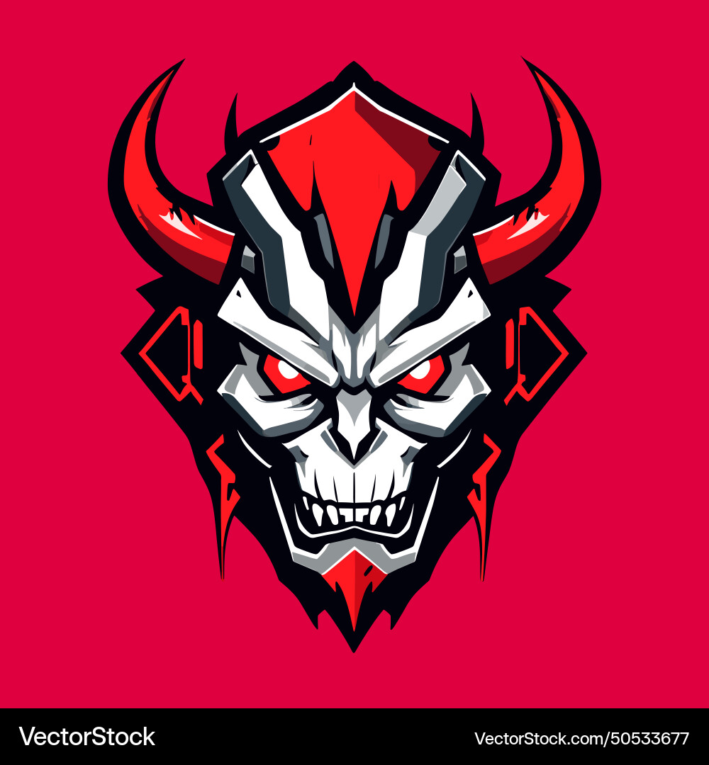 Red devil oni head for merch Royalty Free Vector Image