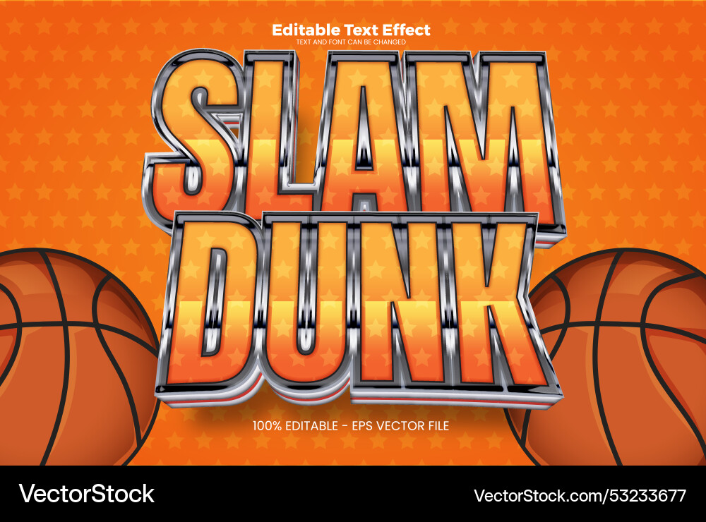 Slam dunk editable text effect in modern trend Vector Image