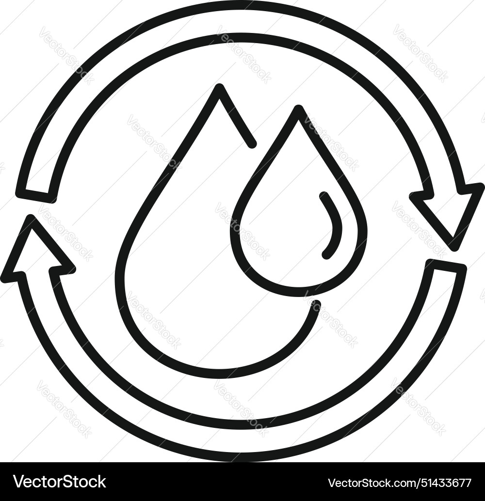 Water recycling symbol line art Royalty Free Vector Image