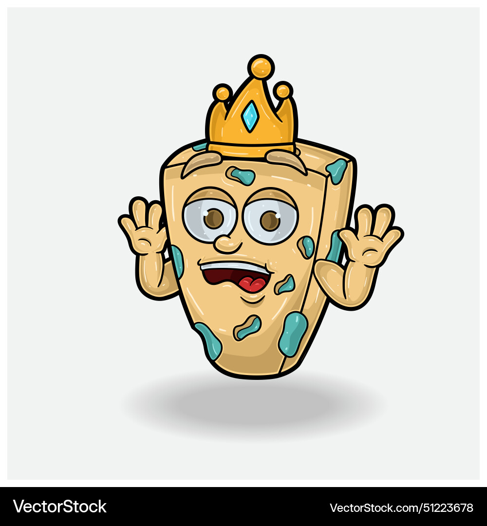 Blue cheese with shocked expression mascot Vector Image