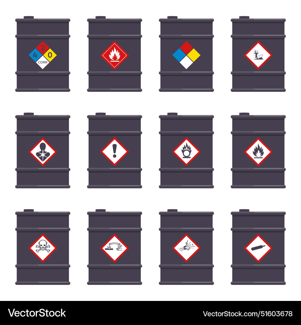 Chemical barrels nfpa Royalty Free Vector Image
