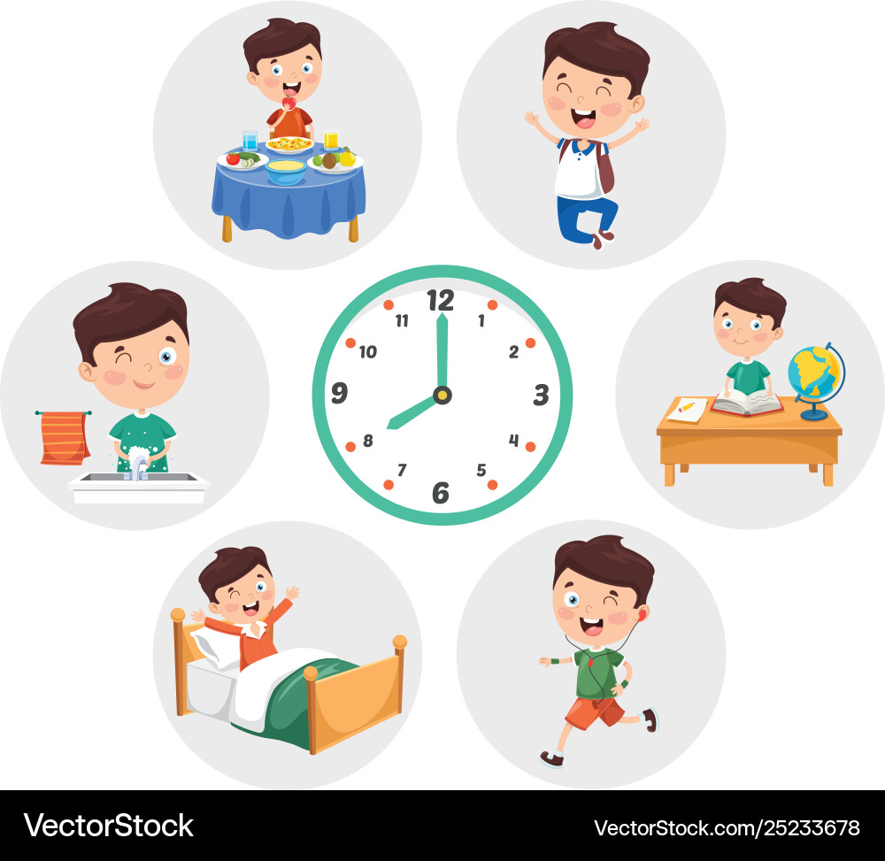 Child's Daily Routine Royalty Free Vector Image
