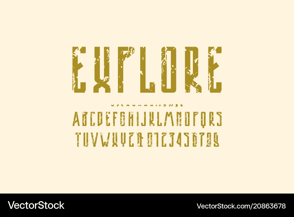 Decorative narrow sans serif font Royalty Free Vector Image