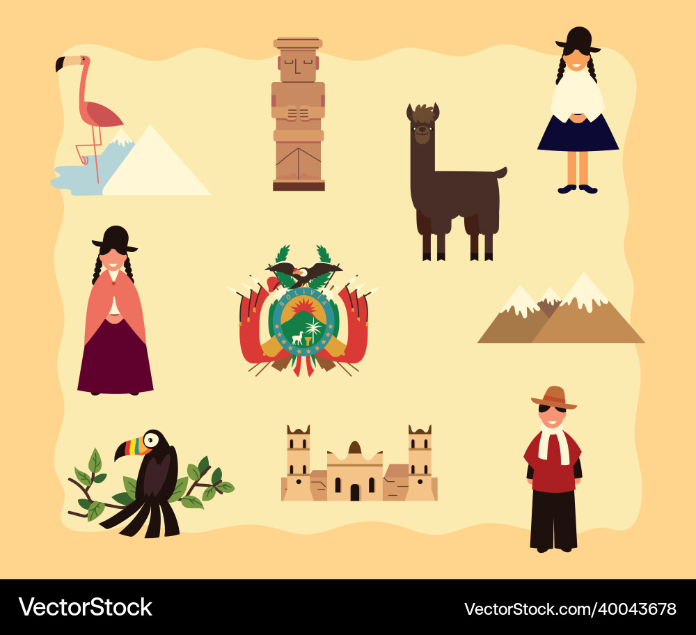 Icons set bolivia Royalty Free Vector Image - VectorStock