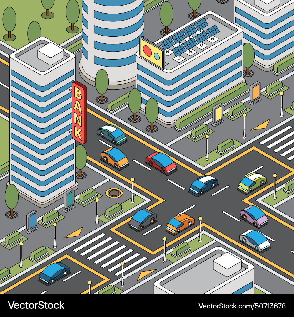 Modern city block composition Royalty Free Vector Image