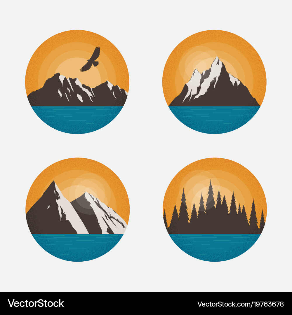 Mountain landscapes in a circle Royalty Free Vector Image