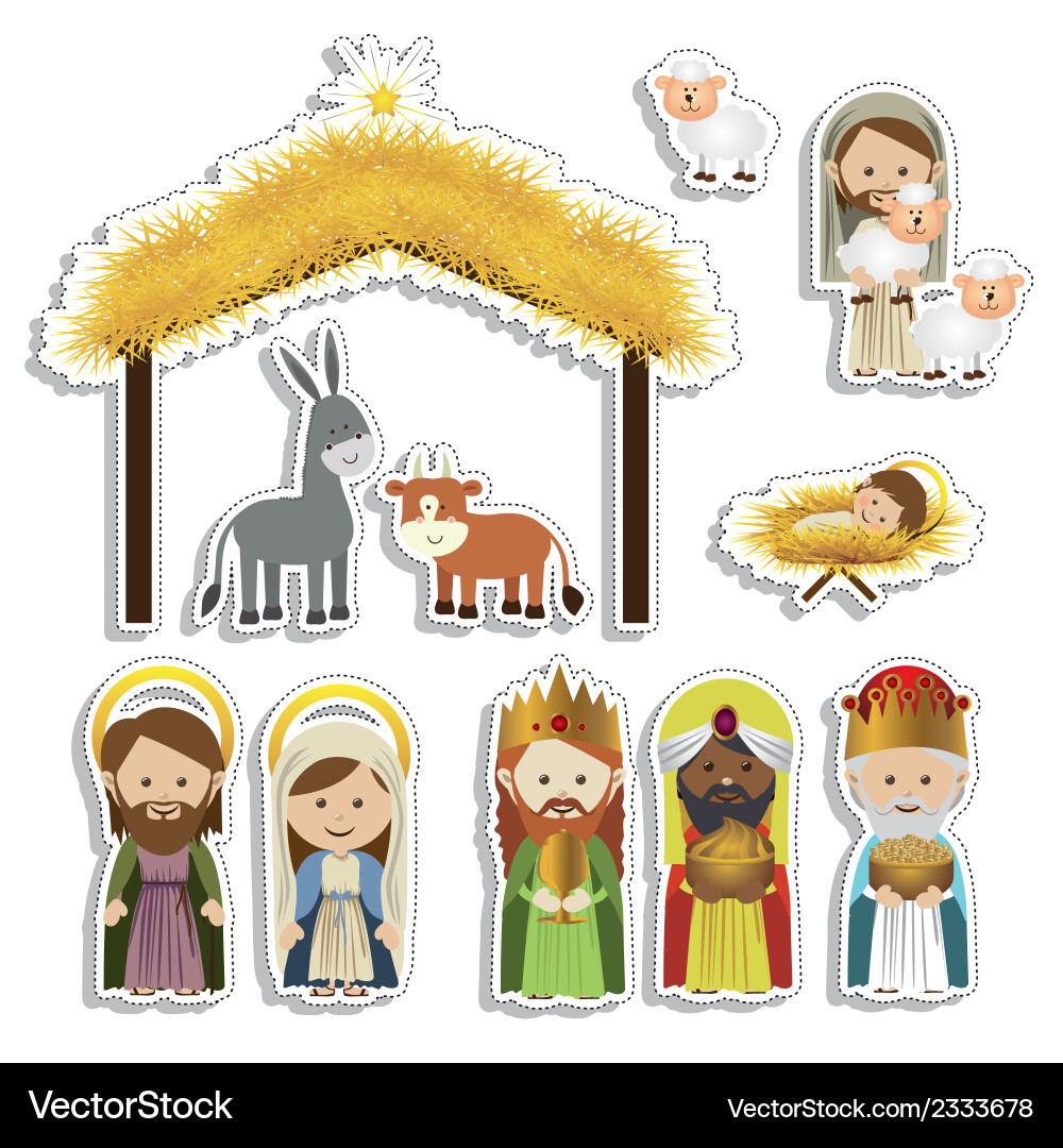Nativity Scene Icons Royalty Free Vector Image