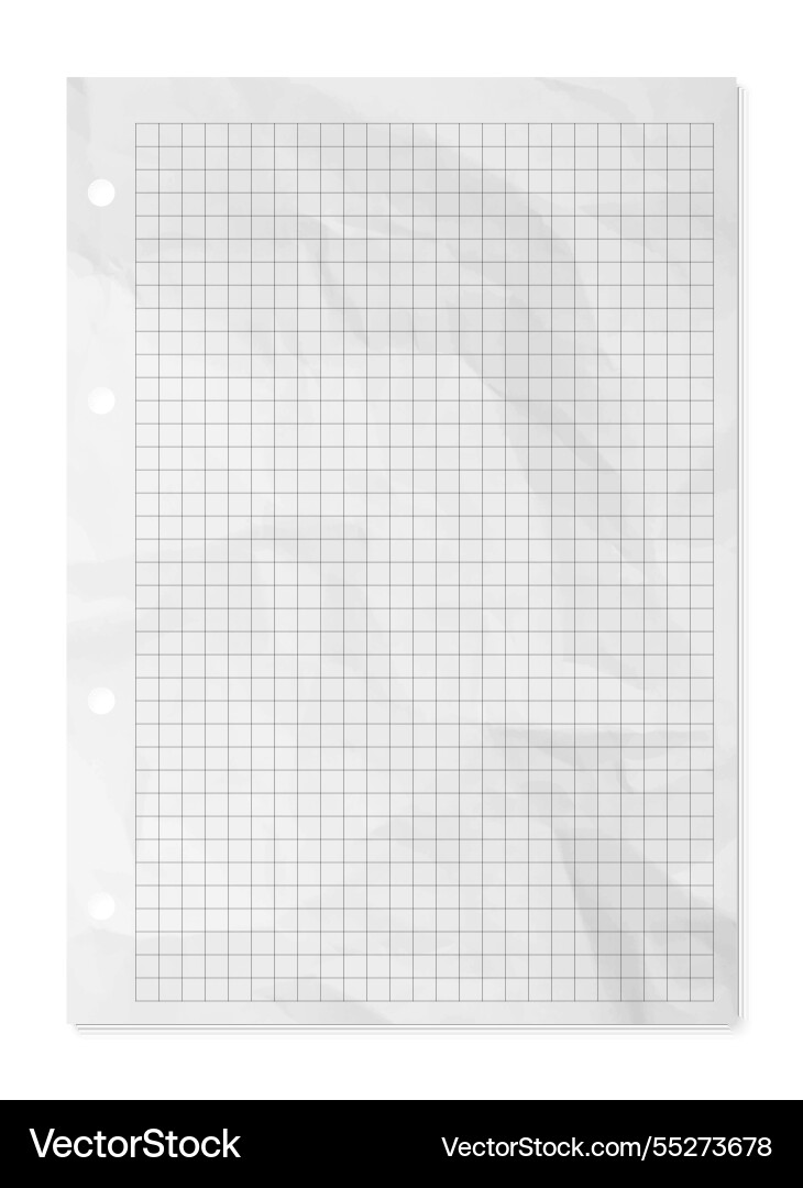Notebook wrinkled sheet paper with holes Vector Image