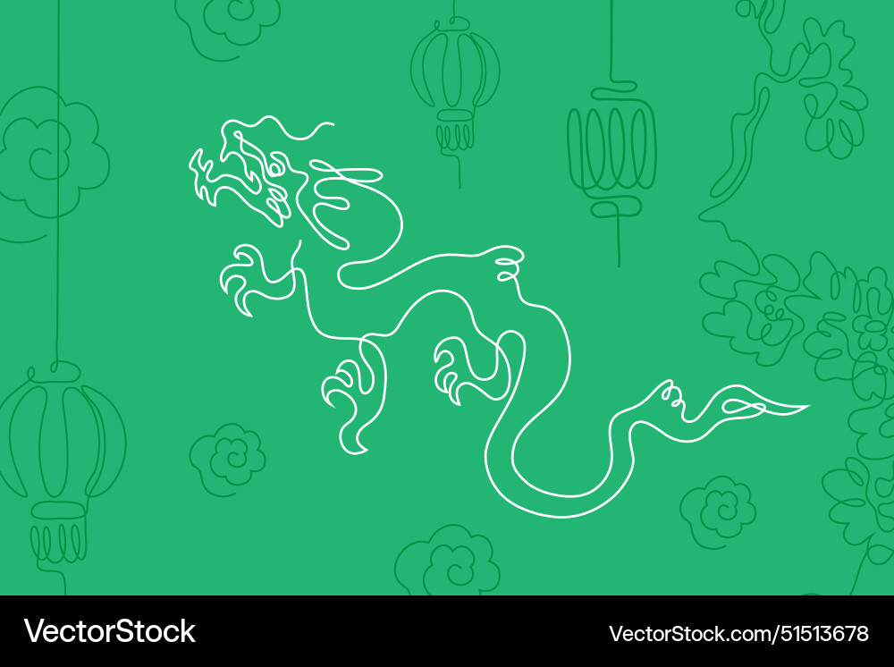 One line chinese dragon design silhouette Vector Image