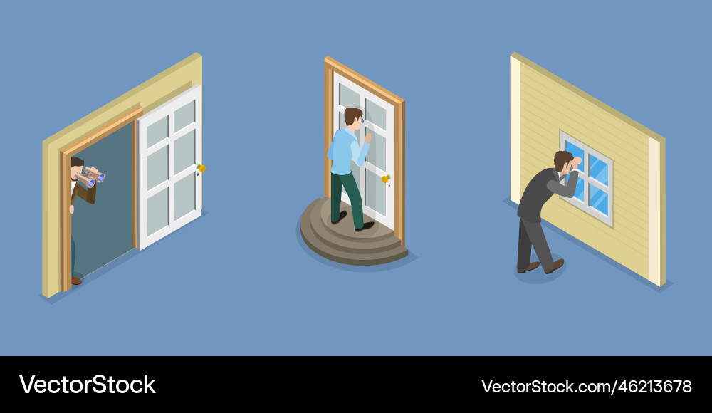 Peeking People Isometric Set Royalty Free Vector Image