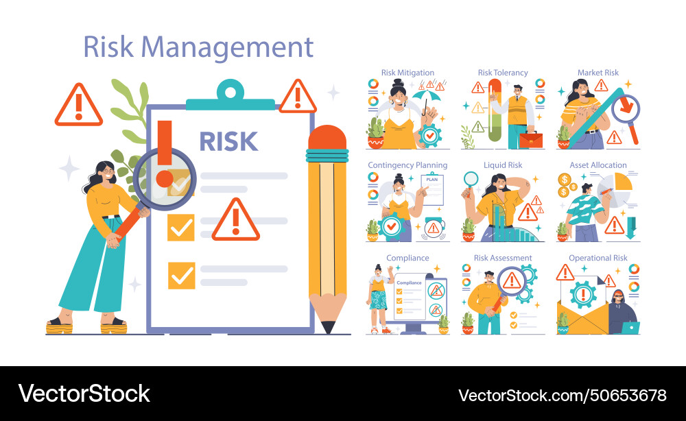 Risk management concept flat Royalty Free Vector Image