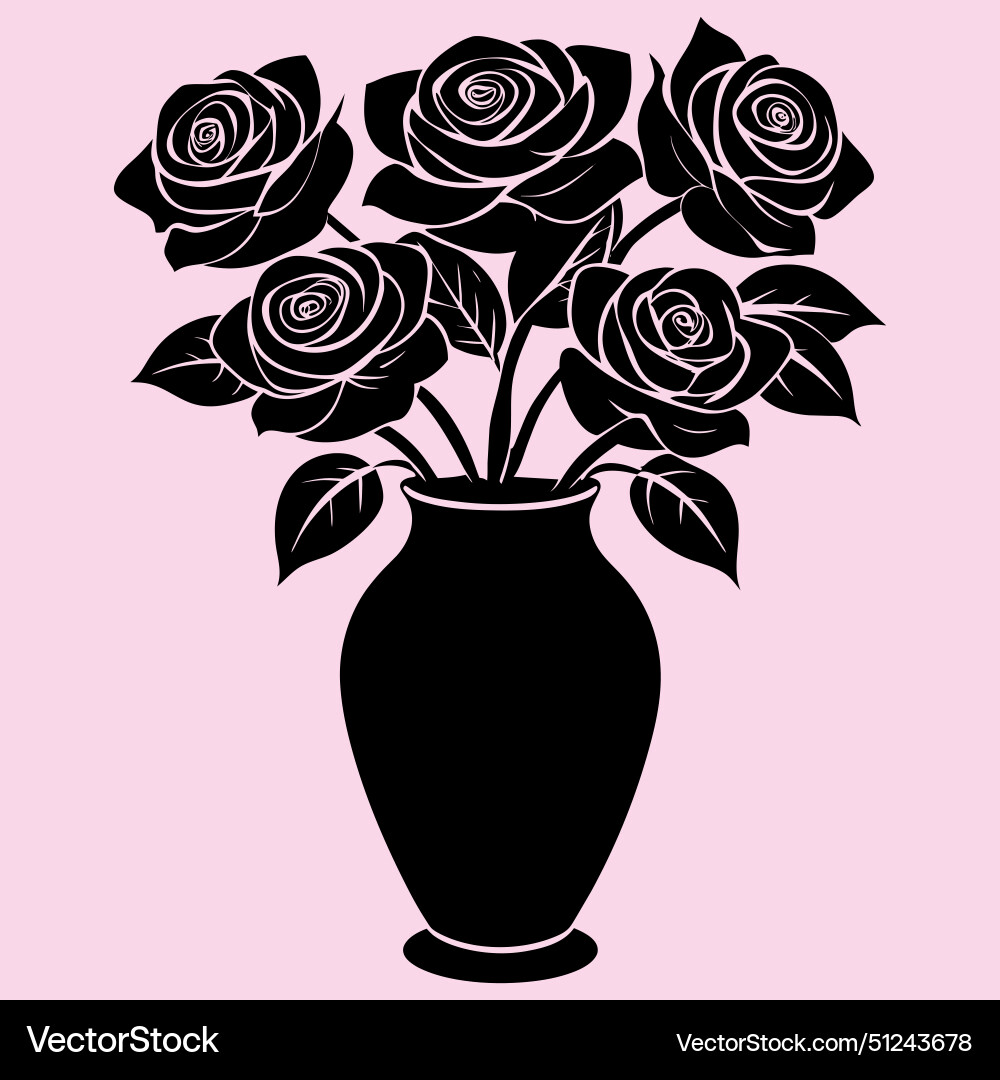 Roses-on-the-vase Royalty Free Vector Image - VectorStock