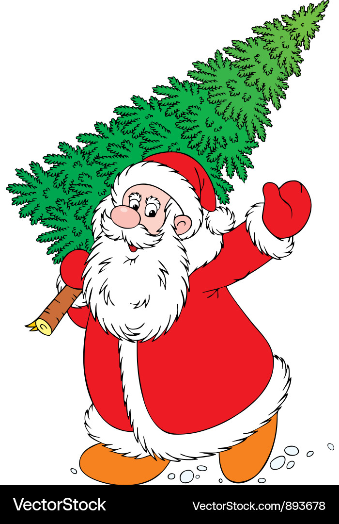 Santa claus and christmas tree Royalty Free Vector Image