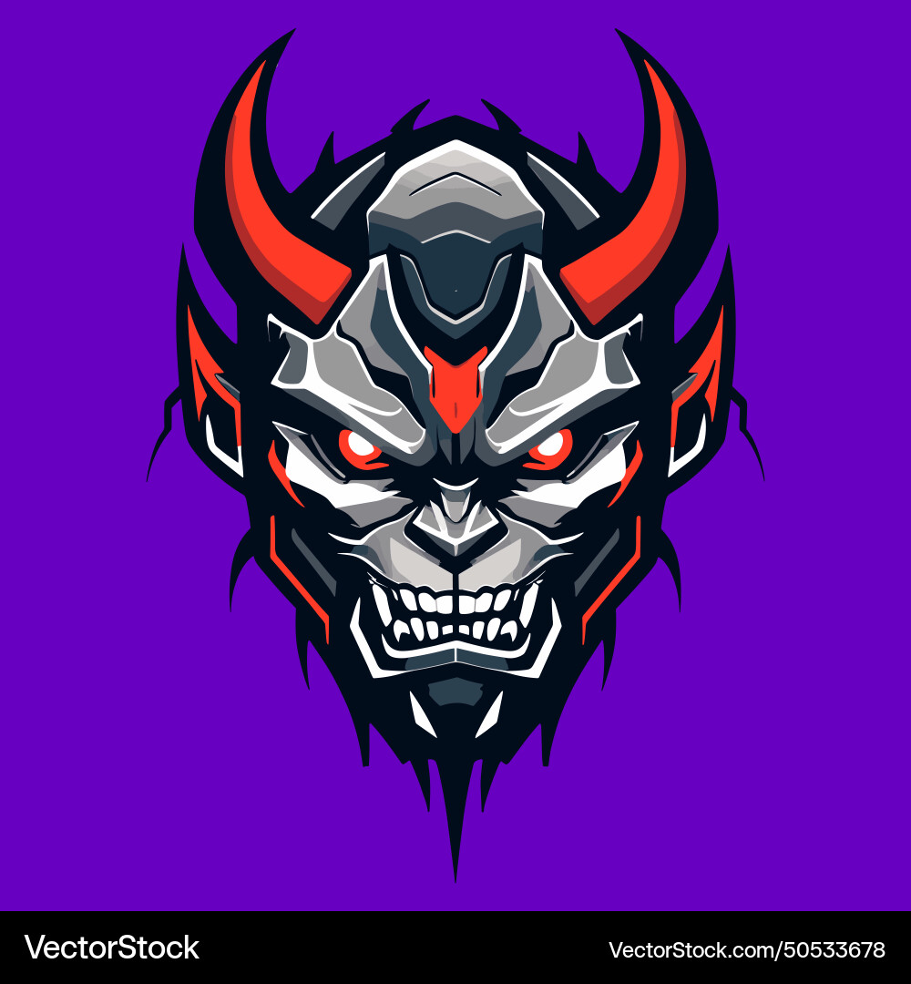 Scary demon oni mask Royalty Free Vector Image
