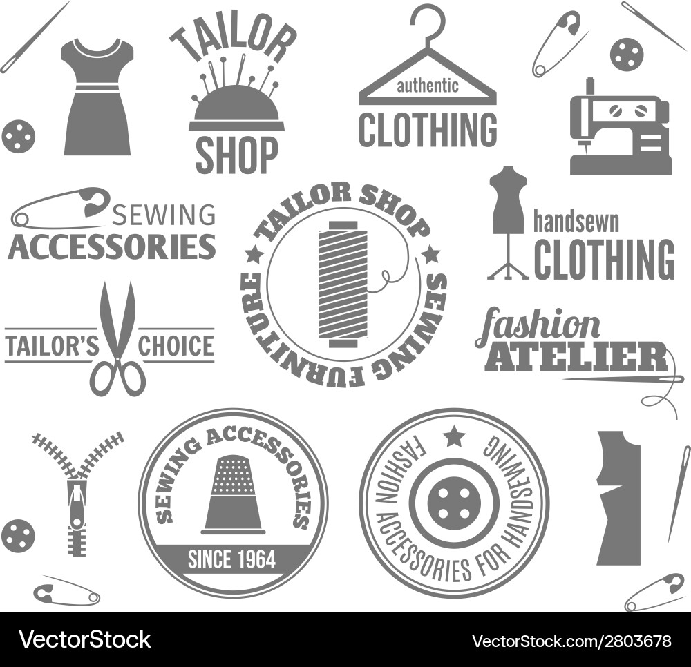 Sewing equipment labels Royalty Free Vector Image