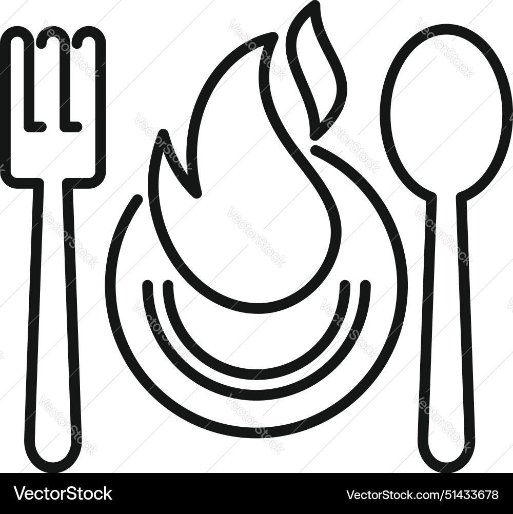 Spicy food concept icon with flame fork Royalty Free Vector