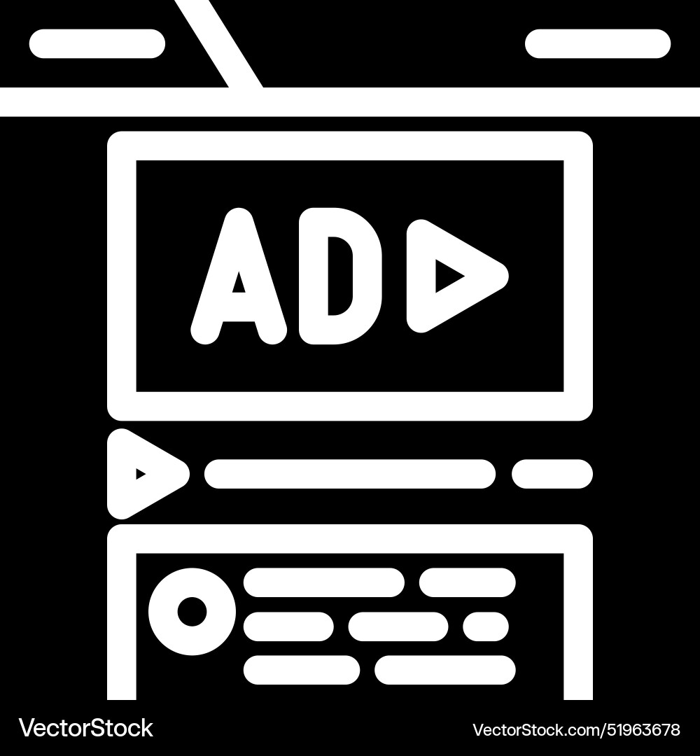 Sponsored content glyph icon Royalty Free Vector Image