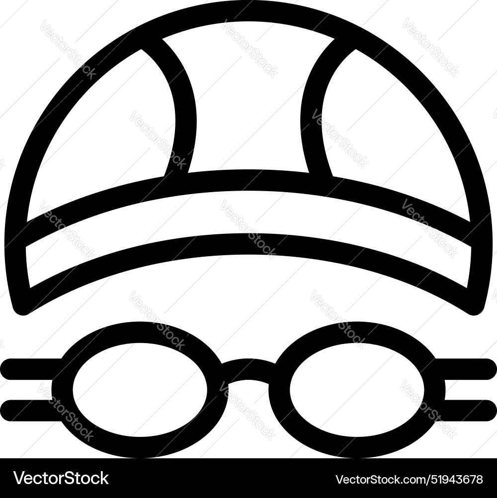 Swimming goggles and cap icon representing Vector Image