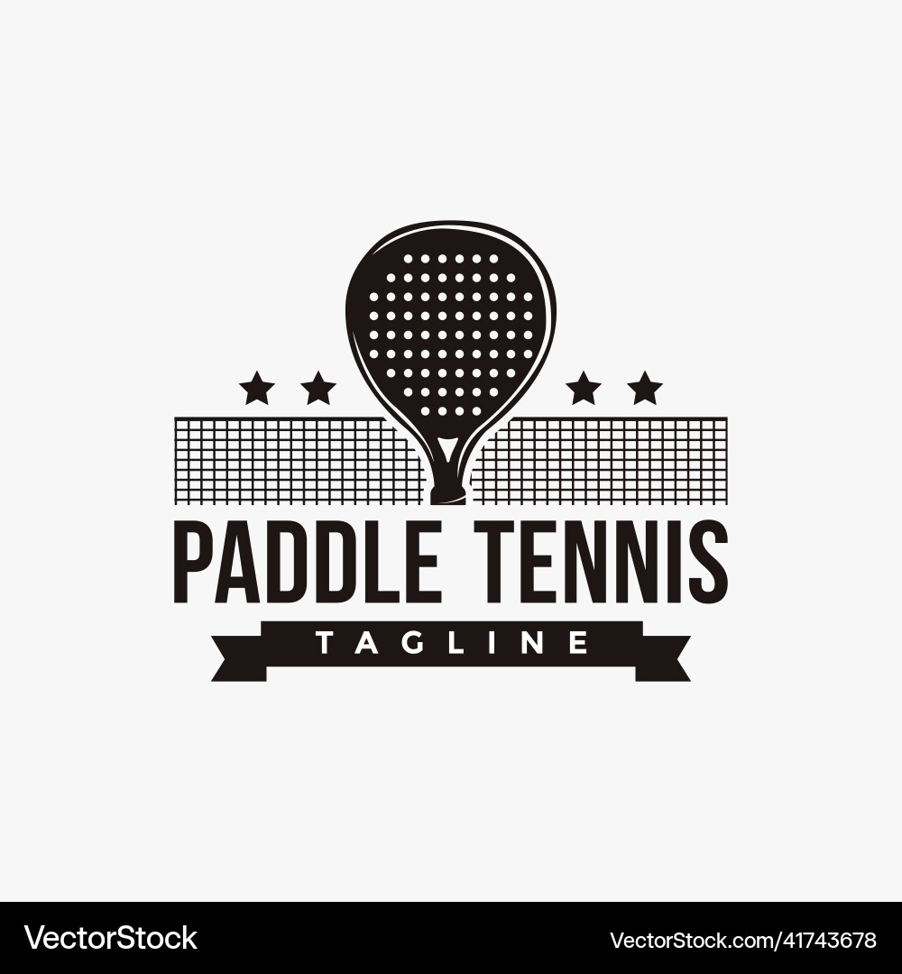 Vintage paddle tennis logo icon Royalty Free Vector Image