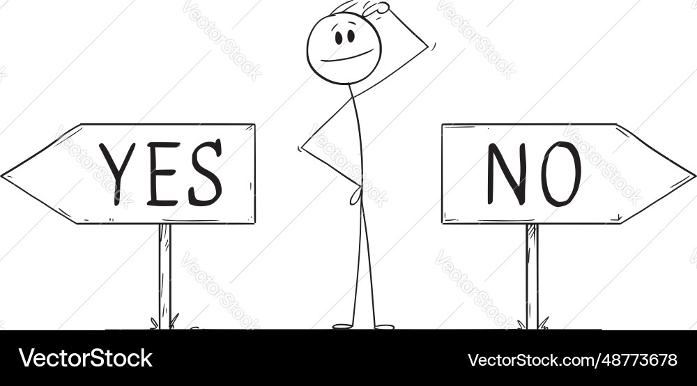 Yes or No Decision Cartoon Royalty Free Vector Image